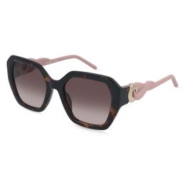 Escada SESG37 | Damen-Sonnenbrille | Fassung: Vollrand, Geometrisch, Kunststoff, Havanna Gl&auml;nzend | Glasfarbe: Braun Verlaufend