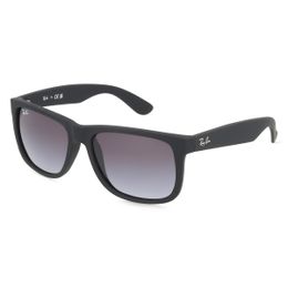 Ray-Ban RB 4165 JUSTIN | Herren-Sonnenbrille | Fassung: Vollrand, Quadratisch, Kunststoff, Schwarz Matt | Glasfarbe: Grau Verlaufend