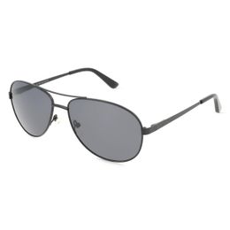 Fielmann BD 345 SUN TR | Herren-Sonnenbrille | Fassung: Vollrand, Pilot, Edelstahl, Schwarz | Glasfarbe: Grau