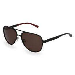 Fielmann CY 004 SUN CL | Herren-Sonnenbrille | Fassung: Vollrand, Pilot, Edelstahl, Schwarz Matt | Glasfarbe: Braun