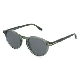 Tom Ford FT1331 PRESCOTT-02 | Herren-Sonnenbrille | Fassung: Vollrand, Rund, Acetat, Gr&uuml;n Gl&auml;nzend | Glasfarbe: Grau