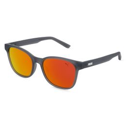 Puma PJ0087S | Kinder-Sonnenbrille | Fassung: Vollrand, Eckig, Kunststoff, Grau | Glasfarbe: Rot