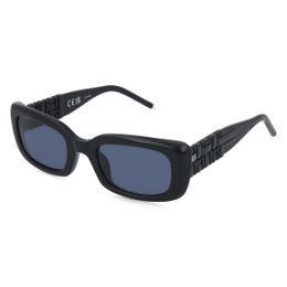 Escada SESG35 | Damen-Sonnenbrille | Fassung: Vollrand, Quadratisch, Kunststoff, Schwarz Gl&auml;nzend | Glasfarbe: Blau