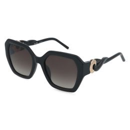 Escada SESG37 | Damen-Sonnenbrille | Fassung: Vollrand, Geometrisch, Kunststoff, Schwarz Gl&auml;nzend | Glasfarbe: Grau Verlaufend