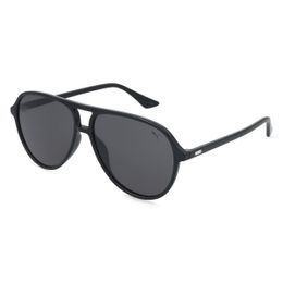Puma PU0523S | Herren-Sonnenbrille | Fassung: Vollrand, Pilot, Kunststoff, Schwarz | Glasfarbe: Grau