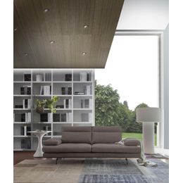 3-Sitzer Calia italia "Toby Wing, 208 cm breit, Designsofa, hochwertige Verarbeitungsdetails", grau (tortora quebec), B:208cm H:90cm T:113cm, Synthetische Faser (100% Polyester), Sofas, inkl. Sitztiefenverstellung und Armteilfunktion, F&uuml;&szlig;e in Schwarz matt