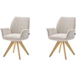 Esszimmerstuhl Musterring "Tiama", beige (wildeiche, champagne), B:63cm H:91cm T:65cm, Massivholz, St&uuml;hle, Esszimmerstuhl, Stativgestell Eiche massiv, 180 drehbar, Stoff Cord oder Boucl&eacute;