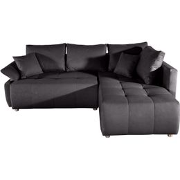 Ecksofa Collection AB, anthrazit, B:213cm H:41cm T:166cm, 100%Polyester, Sofas, Ecksofa, Ecksofa, Schlaffunktion, Bonnelfederkern, Kissen, Armverstellung