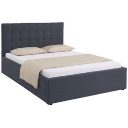 Polsterbett OTTO HOME "Hamar, Knopfsteppung im Kopfteil, bis 250 KG belastbar", grau (anthrazit, anthrazit, anthrazit), B:149cm H:105cm L:217cm, Betten, Polsterbett, in verschiedenen Gr&ouml;&szlig;en und Stoffen und Farben