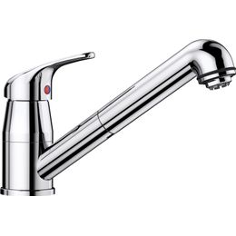 K&uuml;chenarmatur Blanco "DARAS-S", silber (chrom), B:26cm H:16cm T:6cm, Messing, Armaturen, mit Ausziehbrause, f&uuml;r Niederdruck