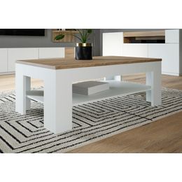 Couchtisch FORTE "Lewisville", wei&szlig; (secret grau, valencia eiche, valencia eiche), B:110cm H:45,5cm T:60cm, Tische, Couchtisch