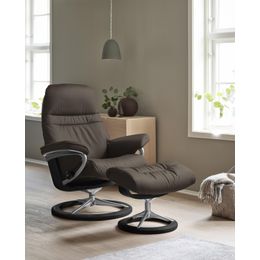 Relaxsessel stressless "Sunrise", braun (braun batick), B:83cm H:105cm T:74cm, Leder BATICK: BATICK ist ein leicht korrigiertes, durchgef&auml;rbtes und genarbtes M&ouml;belleder, bei dem die meisten Unebenheiten und Spuren in der Regel entfernt wurden.;Leder PALOMA: PALOMA ist ein durchgef&auml;rbtes Semianilin-M&ouml;belleder mit nat&uuml;rlicher Narbung.;ROHLEDER Stoff Q2 FARON: Ein fester zuverl&auml;ssiger Boucl&eacute; mit eine