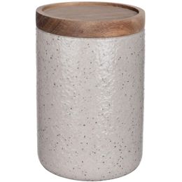 Sch&ouml;ner Wohnen Kollektion Vorratsdose "FLINT", grau, B:12cm H:17,5cm &Oslash;:12cm, Akazienholz, Keramik, Silikon, SCH&Ouml;NER WOHNEN-KOLLEKTION, Lebensmittelaufbewahrungsbeh&auml;lter, Vorratsdose, Aufbewahrungsdose f&uuml;r Lebensmittel, Akazienholz-Deckel, luftdicht