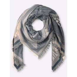 Modetuch Heine, Damen, rauchblau, Polyester, gemustert, Modet&uuml;cher