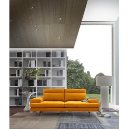 3-Sitzer Calia italia "Toby Wing, 208 cm breit, Designsofa, hochwertige Verarbeitungsdetails", gelb (ocra mario), B:208cm H:90cm T:113cm, Mikrofaser mit Nubuk Optik (100% Polyester), Sofas, inkl. Sitztiefenverstellung und Armteilfunktion, F&uuml;&szlig;e in Schwarz matt