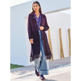 Strickjacke Heine, Damen, Gr. 34, lila (marine, traube, gemustert), 73% Polyacryl, 15% Polyamid, 10% Wolle, 2% Elasthan, bedruckt, gemustert, mehrfarbig, Strickjacken Strickjacke