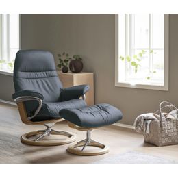 Relaxsessel stressless "Sunrise", blau (atlantic blau batick), B:92cm H:105cm T:80cm, Leder BATICK: BATICK ist ein leicht korrigiertes, durchgef&auml;rbtes und genarbtes M&ouml;belleder, bei dem die meisten Unebenheiten und Spuren in der Regel entfernt wurden.;Leder PALOMA: PALOMA ist ein durchgef&auml;rbtes Semianilin-M&ouml;belleder mit nat&uuml;rlicher Narbung.;ROHLEDER Stoff Q2 FARON: Ein fester zuverl&auml;ssiger Boucl&eacute; m