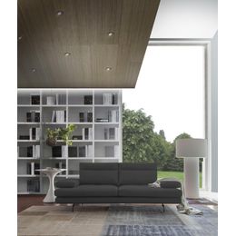 3-Sitzer Calia italia "Toby Wing, 208 cm breit, Designsofa, hochwertige Verarbeitungsdetails", grau (grigio scuro bull), B:208cm H:90cm T:113cm, Leder BULL (100% Leder), Sofas, inkl. Sitztiefenverstellung und Armteilfunktion, F&uuml;&szlig;e in Schwarz matt