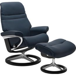 Relaxsessel stressless "Sunrise", blau (oxford blau paloma), B:92cm H:105cm T:80cm, Leder BATICK: BATICK ist ein leicht korrigiertes, durchgef&auml;rbtes und genarbtes M&ouml;belleder, bei dem die meisten Unebenheiten und Spuren in der Regel entfernt wurden.;Leder PALOMA: PALOMA ist ein durchgef&auml;rbtes Semianilin-M&ouml;belleder mit nat&uuml;rlicher Narbung.;ROHLEDER Stoff Q2 FARON: Ein fester zuverl&auml;ssiger Boucl&eacute; mit