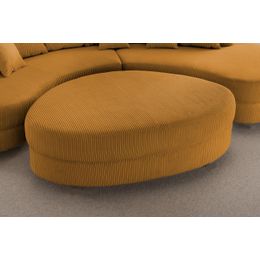 Polsterhocker Home Affaire "Lazio modern und bequem, tolle Detailverarbeitung", gold, B:150cm H:38cm T:96cm, 93% Polyester, 7% Polyamid, Hocker, Polsterhocker
