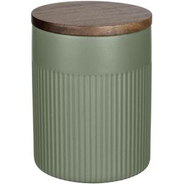 Sch&ouml;ner Wohnen Kollektion Vorratsdose "REFIA", gr&uuml;n, H:15,5cm &Oslash;:12cm, Akazienholz, Keramik, Silikon, SCH&Ouml;NER WOHNEN-KOLLEKTION, Lebensmittelaufbewahrungsbeh&auml;lter, Vorratsdose, Aufbewahrungsdose f&uuml;r Lebensmittel mit Akazienholz-Deckel, luftdicht