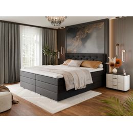 Boxspringbett FORTE "Lanciano inkl. zwei Bettk&auml;sten und Kaltschaum Topper", antrazit, B:186cm L:213cm, Komplettbetten, Boxspringbett, erh&auml;ltlich in den Breiten 140cm, 160cm & 180cm