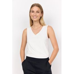 Shirttop soyaconcept "SC-MARICA 283", Damen, Gr. M, sanftes wei&szlig;, Jersey, Obermaterial: 93% Lyocell, 7% Elasthan, unifarben, normal, V-Ausschnitt, Tops Shirttop, aus Viskosemischung mit Lyocell und Elasthan, normale L&auml;nge