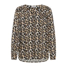 Schlupfbluse DELMAO, Damen, Gr. 36, leo aop schwarz, Web, Obermaterial: 100% Viskose, figurumspielend, V-Ausschnitt, eingesetzt elastischer Bund mit Gummizug, Blusen Schlupfbluse, femininer Stil, Langarm, aus Viskose, mit V-Ausschnitt