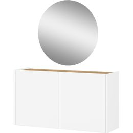 Garderoben-Set Germania "GW-Libbiano", wei&szlig;, navarra, eiche, nachbildung, B:93cm H:200cm T:29cm, Spanplatte, Kastenm&ouml;bel-Sets, Garderoben-Set bestehend aus Mehrzweckschrank und Spiegel