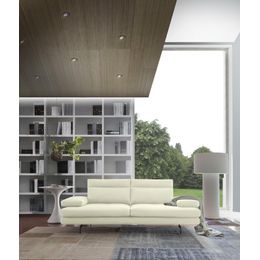 3-Sitzer Calia italia "Toby Wing, 208 cm breit, Designsofa, hochwertige Verarbeitungsdetails", wei&szlig; (bianco antares), B:208cm H:90cm T:113cm, Leder ANTARES (100% Leder), Sofas, inkl. Sitztiefenverstellung und Armteilfunktion, F&uuml;&szlig;e in Schwarz matt