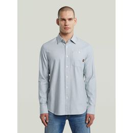 G-Star Raw Langarmshirt G-STAR "Bristum 2.0 Slim Hemd", Herren, Gr. M, ash blau, milk, Obermaterial: 70% Baumwolle, 30% Baumwolle, Shirts Langarmshirt