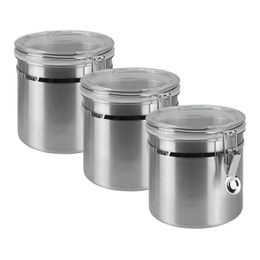 Vorratsdose Metaltex, silber (silberfarben), H:12cm &Oslash;:11,8cm, Edelstahl, Lebensmittelaufbewahrungsbeh&auml;lter, Vorratsdose, Inox-Verschluss