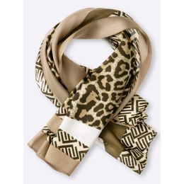 Nickituch Heine, Damen, schoko, taupe, Viskose, gemustert, Modet&uuml;cher