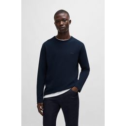Langarmshirt BOSS Orange "Tempesto", Herren, Gr. L, blau (dunkelblau404), Single Jersey, Obermaterial: 78% Baumwolle, 15% Polyacryl, 7% Elasthan, unifarben, regular fit normal, Rundhals, Shirts Langarmshirt, mit BOSS-Stickerei