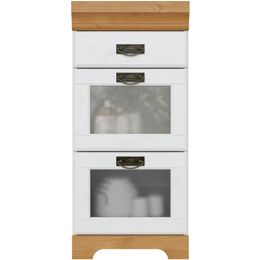 Unterschrank OTTO HOME "R&uuml;gen", gelb (wei&szlig;, honigfarben), B:40cm H:88cm T:60cm, Massivholz, Schr&auml;nke, Unterschrank, Breite 40 cm, FSC zertifiziert, Schubk&auml;sten mit Glaseinsatz