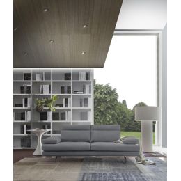 3-Sitzer Calia italia "Toby Wing, 208 cm breit, Designsofa, hochwertige Verarbeitungsdetails", grau (grigio quebec), B:208cm H:90cm T:113cm, Synthetische Faser (100% Polyester), Sofas, inkl. Sitztiefenverstellung und Armteilfunktion, F&uuml;&szlig;e in Schwarz matt