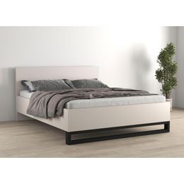 Bettgestell Home Affaire "Bronne, Topeseller, Industrial Design", kaschmir, kaschmir, schwarz, B:188cm H:93,5cm L:208,6cm, Betten, Bettgestell, Stauraumbett in drei Breiten, stabil mit Kufen in Metalloptik