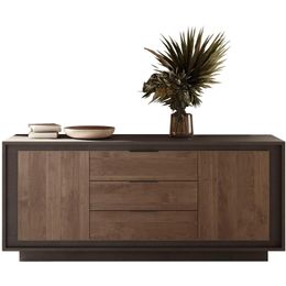 Sideboard Home Affaire "Sky, B/T 180/50 cm, Kommode/Stauraumschrank, 2 T&uuml;ren, 3 Schubk&auml;sten", lava, mercure dekor holzstruktur, B:180cm H:80cm T:50cm, Holzwerkstoff, Sideboards, Sideboard, Softclosing, Korpus & Front 22 mm stark, Rahmen-Optik, Metallgriffe