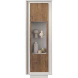 Vitrine Home Affaire "Sky, B/H 67/197 cm, Vitrinenschrank/Standvitrine/Glasvitrine, 1 T&uuml;r", wei&szlig; matt lack, mercure dekor holzstruktur, B:67cm H:197cm T:40cm, Holzwerkstoff, Schr&auml;nke, Vitrine, Softclosing, Korpus & Front 22 mm stark, Rahmen-Optik