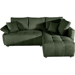 Ecksofa Collection AB, gr&uuml;n, B:213cm H:41cm T:166cm, 100%Polyester, Sofas, Ecksofa, Ecksofa, Schlaffunktion, Bonnelfederkern, Kissen, Armverstellung