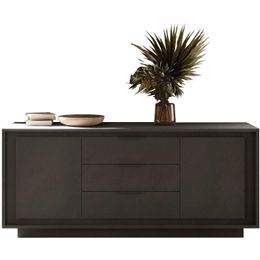 Sideboard Home Affaire "Sky, B/T 180/50 cm, Kommode/Stauraumschrank, 2 T&uuml;ren, 3 Schubk&auml;sten", lava, B:180cm H:80cm T:50cm, Holzwerkstoff, Sideboards, Sideboard, Softclosing, Korpus & Front 22 mm stark, Rahmen-Optik, Metallgriffe