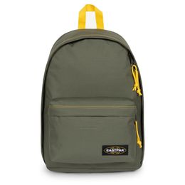 Freizeitrucksack Eastpak "OUT OF OFFICE", Gr. B/H/T: 29,5cm x 44cm x 22cm, khaki, gelb, Textil, Rucks&auml;cke Freizeitrucksack, Unisex Schulrucksack, Businessrucksack mit Logo-Aufn&auml;her