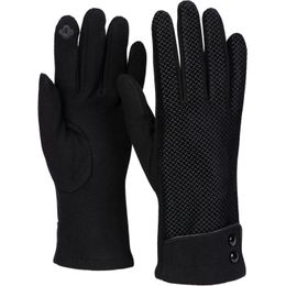 Baumwollhandschuhe styleBREAKER "Touchscreen Handschuhe mit weichem Riffel Muster", Damen, schwarz, Obermaterial: 70% Baumwolle CO. 30% Polyester PES., Modisch, Handschuhe