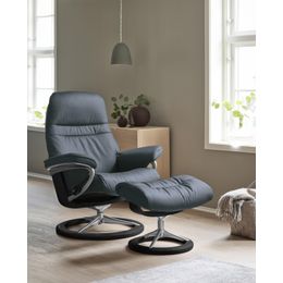 Relaxsessel stressless "Sunrise", blau (atlantic blau batick), B:83cm H:105cm T:74cm, Leder BATICK: BATICK ist ein leicht korrigiertes, durchgef&auml;rbtes und genarbtes M&ouml;belleder, bei dem die meisten Unebenheiten und Spuren in der Regel entfernt wurden.;Leder PALOMA: PALOMA ist ein durchgef&auml;rbtes Semianilin-M&ouml;belleder mit nat&uuml;rlicher Narbung.;ROHLEDER Stoff Q2 FARON: Ein fester zuverl&auml;ssiger Boucl&eacute; m