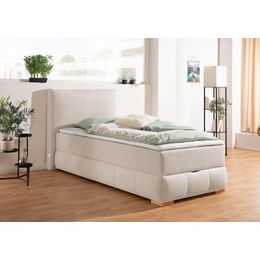 Boxbett OTTO HOME "Wehma mit Kopfteil inkl. Bettkasten", beige, B:110cm L:213cm, Komplettbetten, in H2, H3 & H4 w&auml;hlbar, inklusive Topper