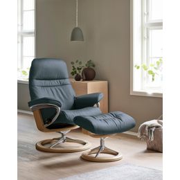 Relaxsessel stressless "Sunrise", blau (atlantic blau batick), B:92cm H:105cm T:80cm, Leder BATICK: BATICK ist ein leicht korrigiertes, durchgef&auml;rbtes und genarbtes M&ouml;belleder, bei dem die meisten Unebenheiten und Spuren in der Regel entfernt wurden.;Leder PALOMA: PALOMA ist ein durchgef&auml;rbtes Semianilin-M&ouml;belleder mit nat&uuml;rlicher Narbung.;ROHLEDER Stoff Q2 FARON: Ein fester zuverl&auml;ssiger Boucl&eacute; m