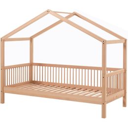 Hausbett Vipack "Forrest mit hochwertiger und stabiler Verarbeitung, Made in Europe", buche natur, buche natur, buche natur, B:97,5cm H:170cm L:207,5cm, Betten, wahlweise ohne oder mit Textilhimmel