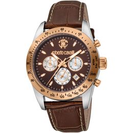 Chronograph Roberto Cavalli "Uomo Chrono", braun (dunkelbraun, braun), Armbanduhren, Herren, Chronograph, Quarzuhr, Armbanduhr, Herrenuhr, Lederarmband, analog, Tag
