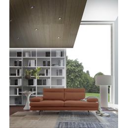 3-Sitzer Calia italia "Toby Wing, 208 cm breit, Designsofa, hochwertige Verarbeitungsdetails", braun (cognac bull), B:208cm H:90cm T:113cm, Leder BULL (100% Leder), Sofas, inkl. Sitztiefenverstellung und Armteilfunktion, F&uuml;&szlig;e in Schwarz matt