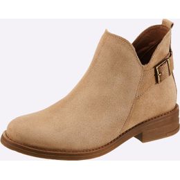 Stiefelette Heine, Damen, Gr. 36, sand, Leder, Rindsleder, Veloursleder, Schuhe Stiefelette